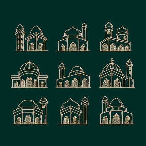 Conjunto De Ilustra O Vetorial De Mesquita Vetor Premium