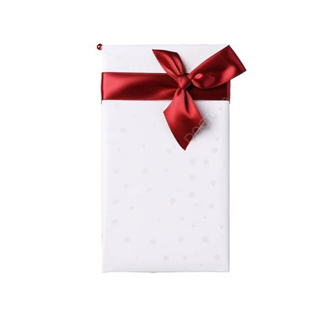 Christmas Greetings Card White Gift Box With Red Ribbon And Bumps On