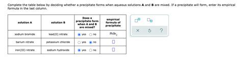 solved complete the table below by deciding whether a