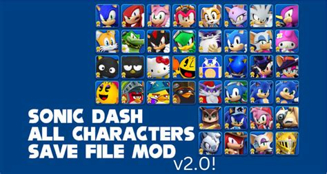 All Characters Save File Mod V2 0 Sonic Dash Mods