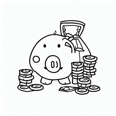 Dibujos De Un Ni O Ahorra Dinero Para Colorear Para Colorear Pintar E