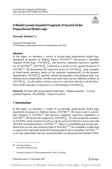 a modal loosely guarded fragment of second order propositional modal logic request pdf