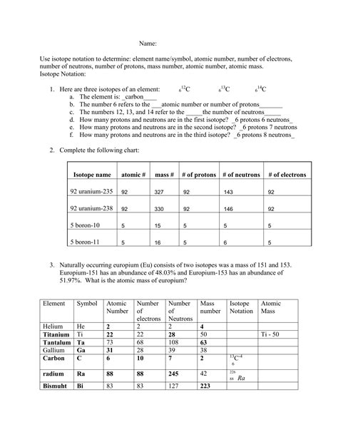 Isotope Practice Worksheet Answers Englishworksheet My Id