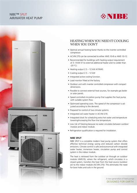 PDF NIBE SPLIT AIR WATER HEAT PUMP NIBE SPLIT AIR WATER HEAT PUMP