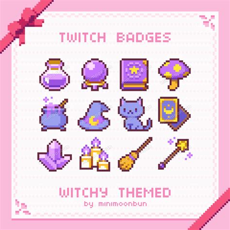 Magical Witchy Badges Cute Pixel Art Twitch Sub Bit Badges