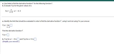 solved a use limits to find the derivative function f′ for