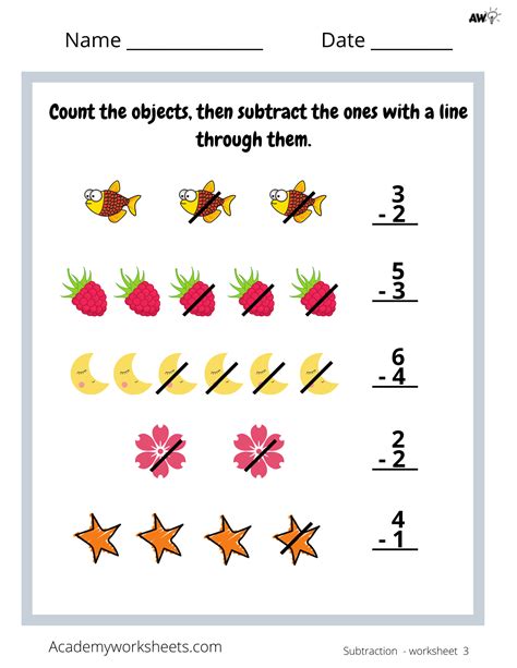 subtraction using pictures academy worksheets