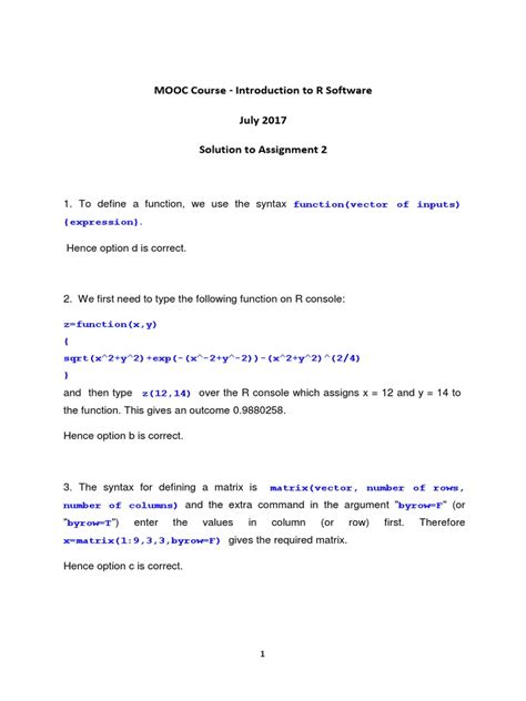 mooc course introduction to r software july 2017 solution to assignment 2 pdf matrix