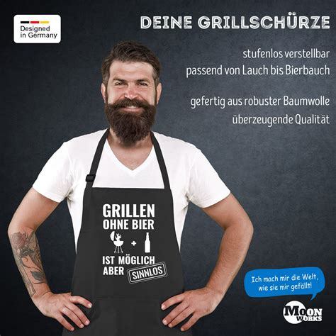 Grill Schürze für Männer mit Spruch Grillen ohne Bier ist möglich aber