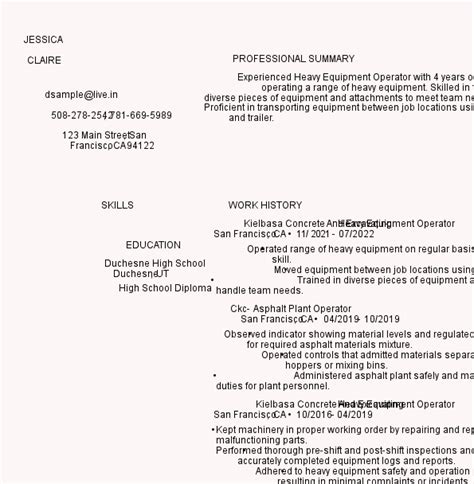 6 Great Heavy Equipment Operator Resume Examples LiveCareer
