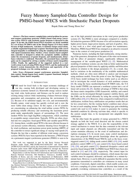 pdf fuzzy memory sampled data controller design for pmsg based wecs with stochastic packet