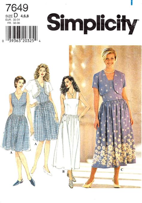 Misses Full Skirt Dress And Jacket Simplicity 7649 Vintage Etsy