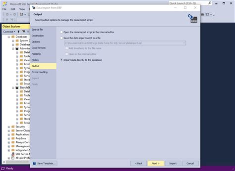 importing data from dbf files to sql server using data pump