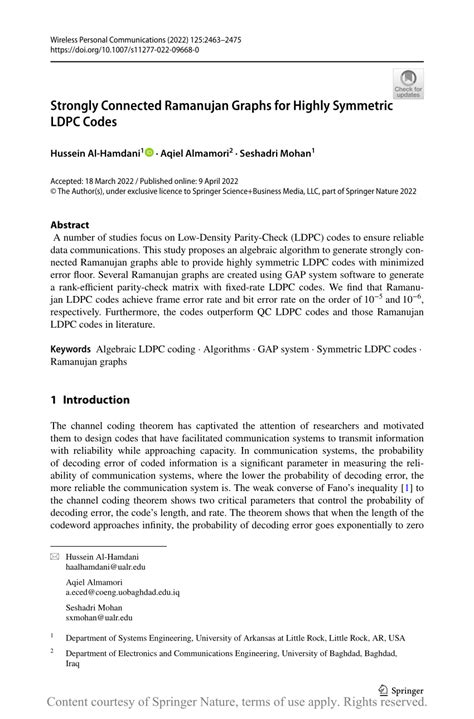 strongly connected ramanujan graphs for highly symmetric ldpc codes request pdf