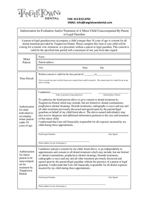 Fillable Online Authorization For Evaluation And Or Treatment Of A