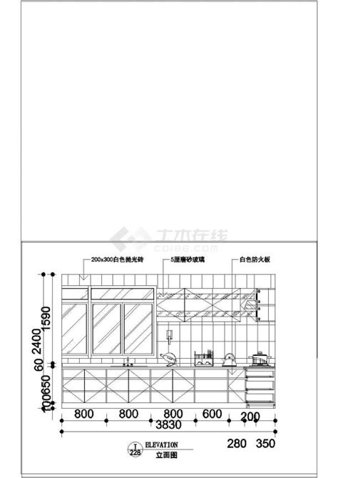 某厨房装修立面设计cad施工图 土木在线
