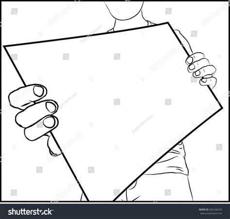 Man Holding Blank Piece Paper Vector Stock Vector Royalty Free