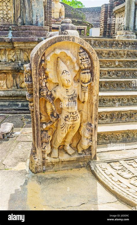 The Ancient Naga Raja Statue At The Entrance To The Vatadage Stupa