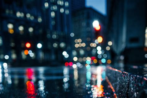 City Rain Blur Bokeh Effect Wallpaper Hd Photography Wallpapers K