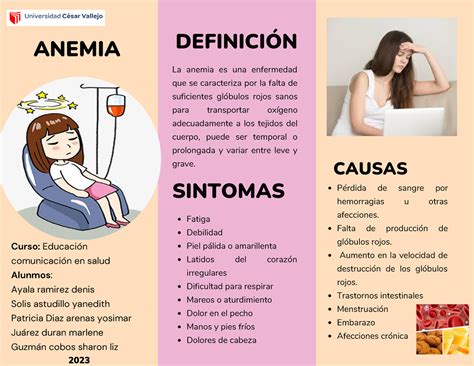 Triptico DE LA Anemia La Anemia Es Una Enfermedad Que Se Caracteriza