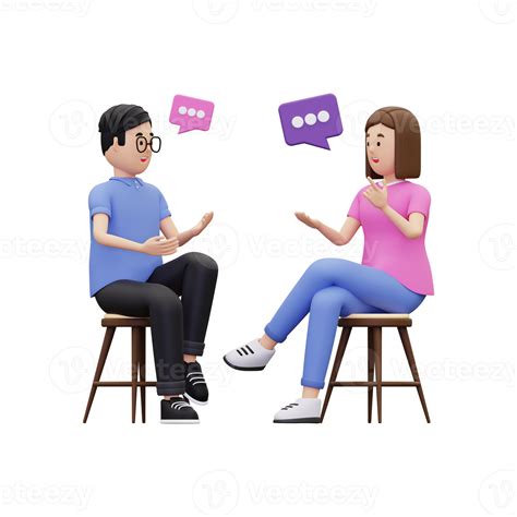 3d Man And Women Communicating With Each Other Illustration 10872559 PNG