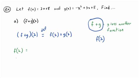 video 2 6 1 evaluating the sum of two functions at a specific input youtube