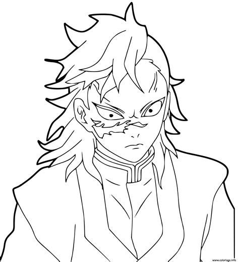Coloriage Genya Shinazugawa Kimetsu No Yaib Dessin Demon Slayer à imprimer
