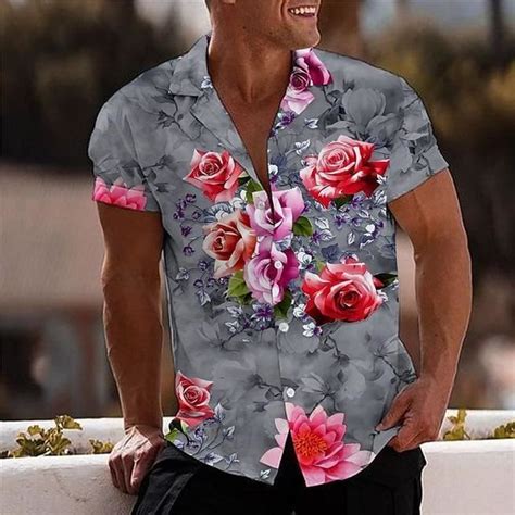 Chemise chemisette Chemises à fleurs hawaïennes pour hommes