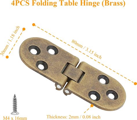 Cjueiom 4PCS Folding Table Hinge With Screws 180 Degree Hinge Round
