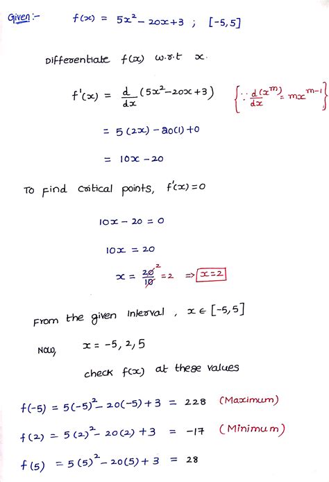 [solved] using calculus find the absolute maximum and absolute minimum course hero