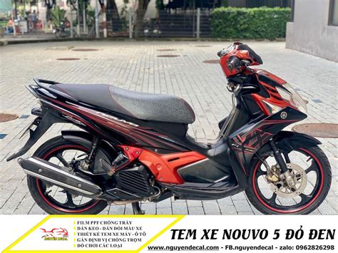 Tem xe nouvo 5 đỏ đen Nguyễn Decal Chuyên Dán Keo Xe Design Tem Xe