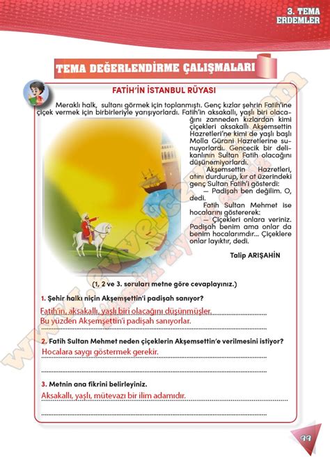 4 Sınıf Türkçe Ders Kitabı Sayfa 96 97 98 99 100 101 102 103 Cevapları