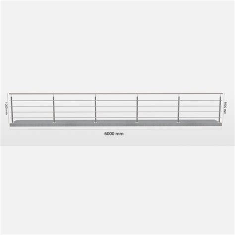 Garde corps à 5 lisses horizontales Kit complet 2 mètres Alu Groupe