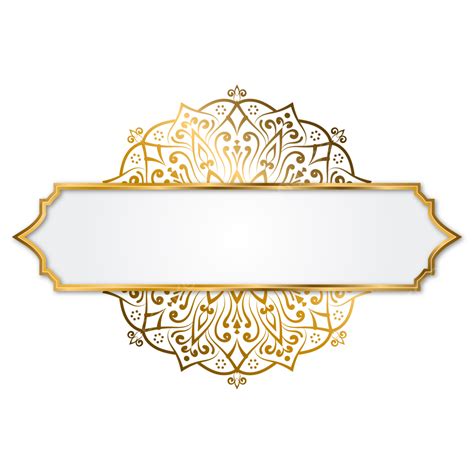 Luxury White Golden Mandala Arabic Ornament Islamic Banner Title Frame