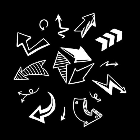 Conjunto de flechas dibujadas a mano doodle ilustración vectorial