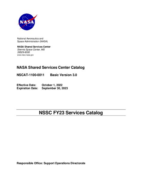 Fillable Online Searchpub Nssc Nasa NSSC FY23 Services Catalog Fax