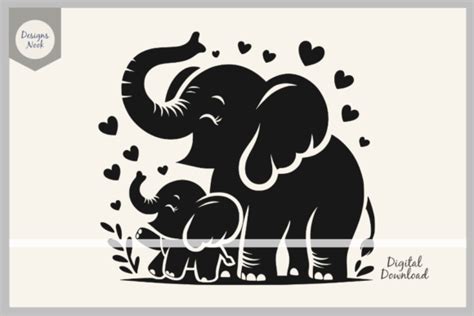 Mom And Baby Elephant With Hearts SVG Graphic By DESIGNS NOOK