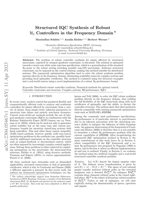 pdf structured iqc synthesis of robust mathcal{h} 2 controllers in the frequency domain