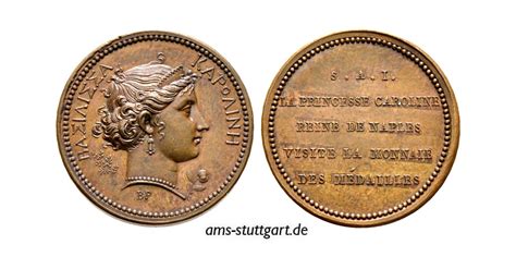 Caroline Bonaparte jeton médaille Queen of Naples medal token Gettone