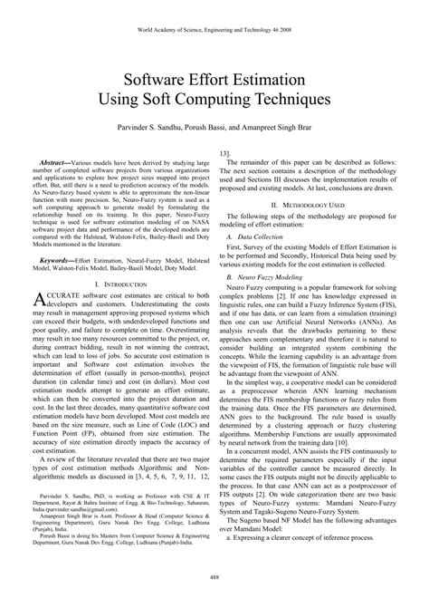 pdf software effort estimation using soft computing techniques