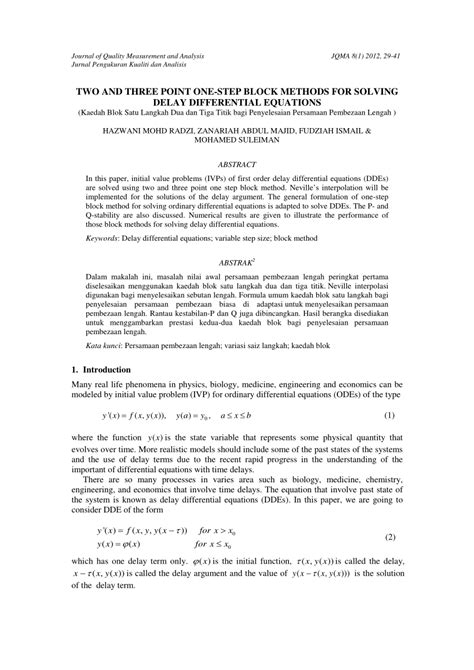 pdf two and three point one step block methods for solving delay differential equations