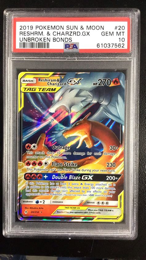 Pokemon Sun Moon Unbroken Bonds Reshiram Charizard Gx Psa