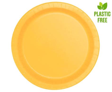 Talerze Papierowe Jednorazowe Żółte Eko Bio 23Cm ABC Przyjęcia i