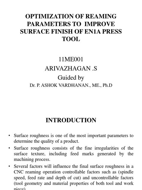optimization of reaming parameters using response surface methodology and particle swarm