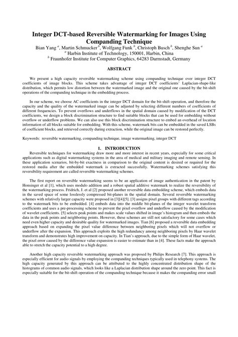 pdf integer dct based reversible watermarking for images using companding technique