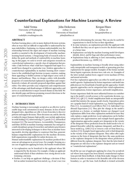 counterfactual explanations for machine learning a review download free pdf machine learning