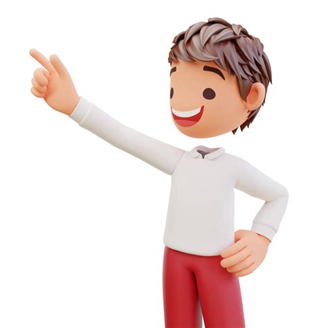 3d Rendered Cute Student Pointing Up 32044286 PNG