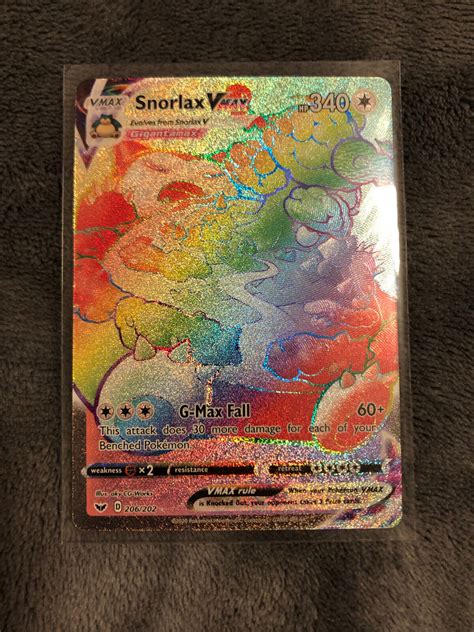 Pokemon Tcg Snorlax Vmax Sword Shield Base Set Rainbow Rare