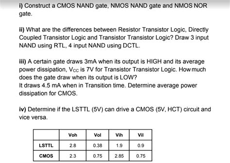 SOLVED I Construct A CMOS NAND Gate NMOS NAND Gate And NMOS NOR