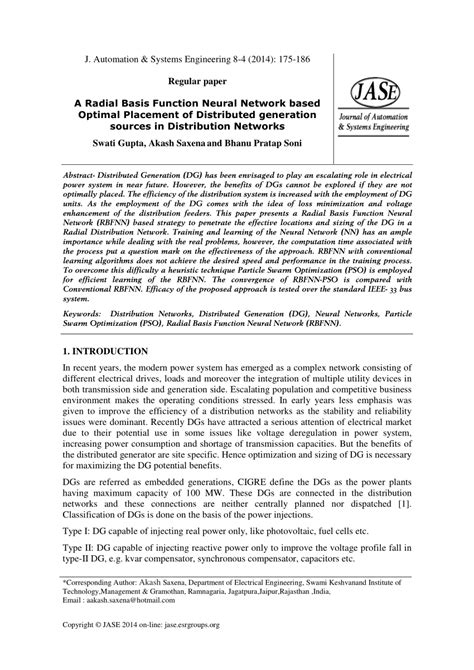 pdf a radial basis function neural network based optimal placement of distributed generation